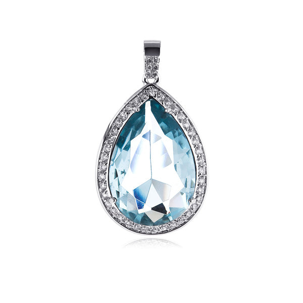 Large Aquamarine Crystal Teardrop Pendant