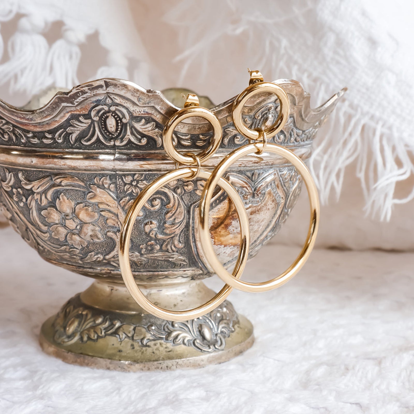 14k Rose Duo Hoops – Kagi