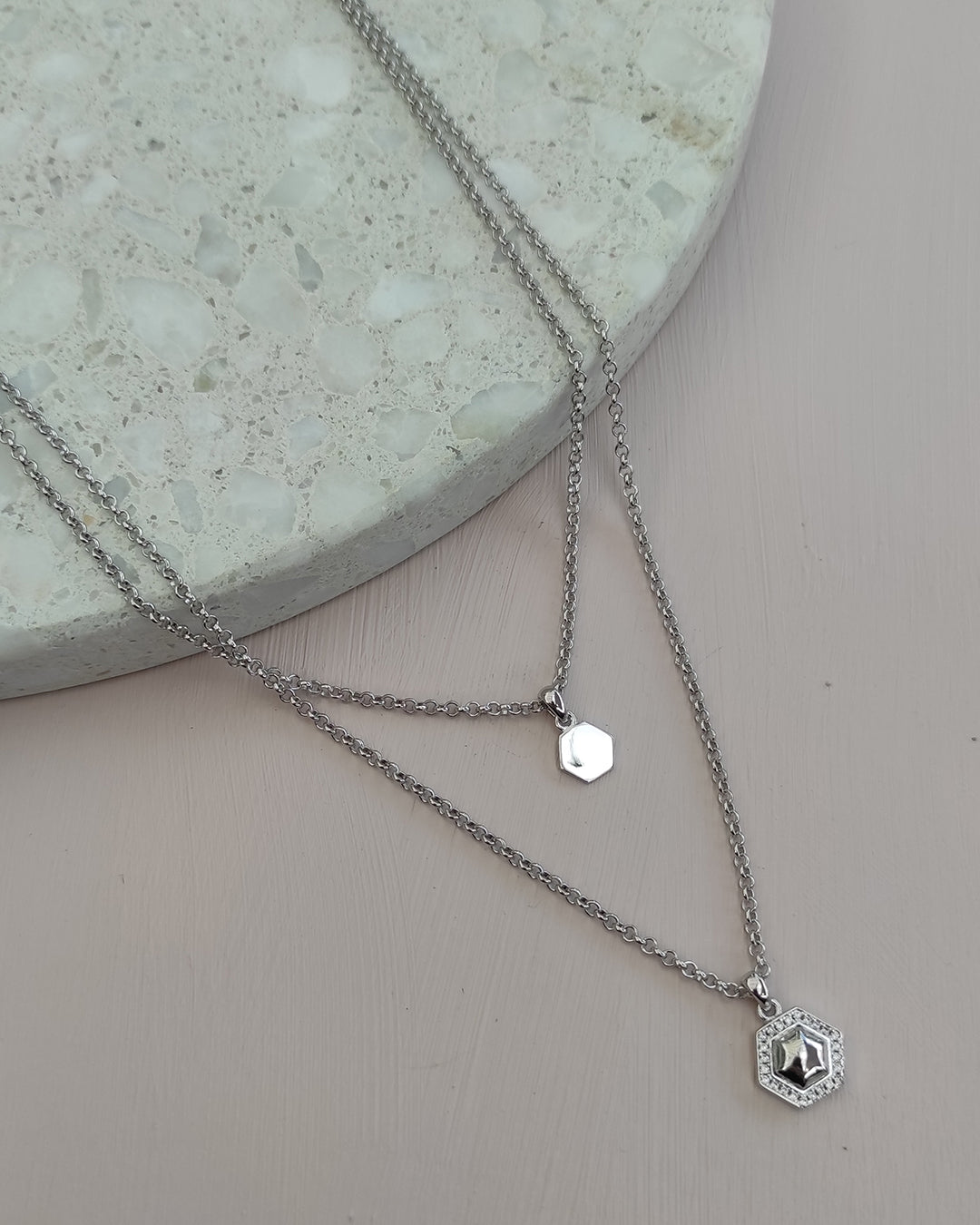 Kagi 925 Sterling Silver Geometry Layered Necklace