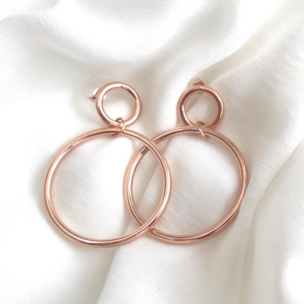 14k Rose Duo Hoops – Kagi